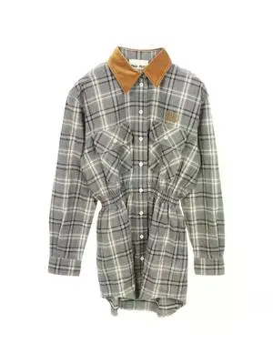 Miu Miu 2010s Check-pattern Mini Shirt Dress