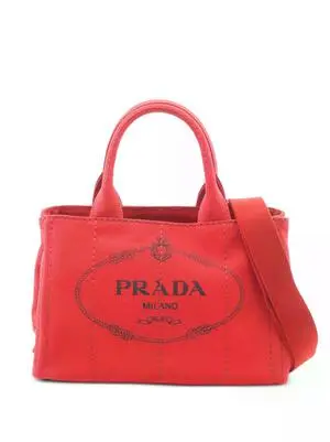 Prada Canapa Two-way Handbag - Red