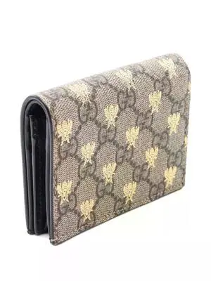 Gucci 2010s Gg Supreme Bee Bi-fold Wallet - Neutrals