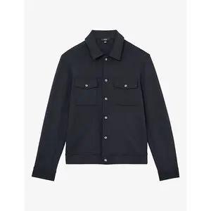 REISS Thom Twin-pocket Stretch Cotton-blend Overshirt - Navy