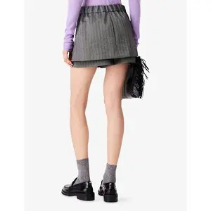 Maje Tailored Rhinestone-embellished Stretch-woven Skort
