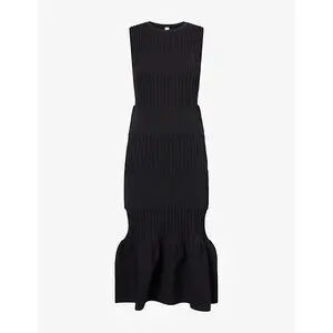 CFCL Fluted Mermaid Knitted Midi Dress - Navy