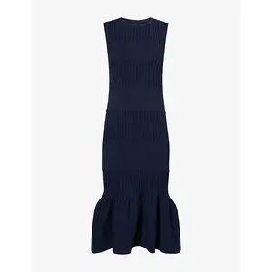 CFCL Fluted Mermaid Knitted Midi Dress - Navy