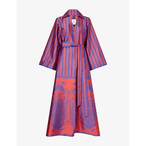 ARAM Brand-print Relaxed-fit Satin Kaftan