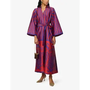 ARAM Brand-print Relaxed-fit Satin Kaftan