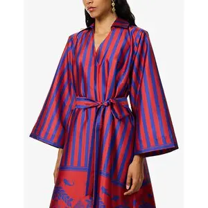 ARAM Brand-print Relaxed-fit Satin Kaftan