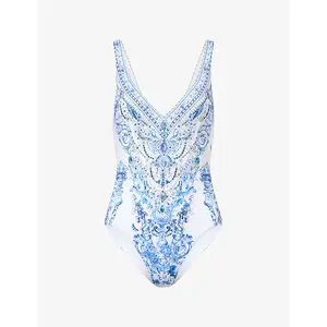 Camilla Floral V-neck Swimsuit - Ceramic Panoramic