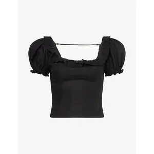 REFORMATION Alice Floral-print Puff-sleeve Linen Top