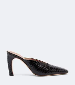 MALONE SOULIERS Rowe Croc-effect Patent Leather Mules