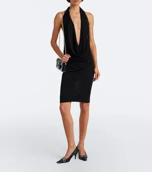Gucci Draped Halterneck Crepe Jersey Minidress
