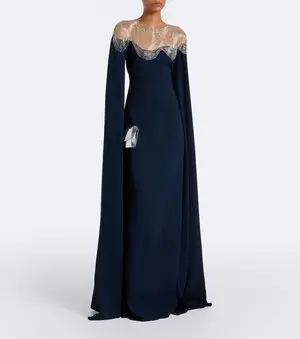 Oscar De La Renta Embellished Silk-blend Georgette Gown