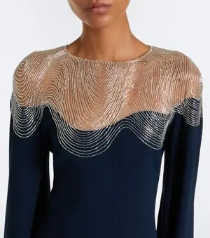Oscar De La Renta Embellished Silk-blend Georgette Gown