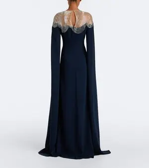 Oscar De La Renta Embellished Silk-blend Georgette Gown