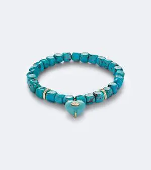 SYDNEY EVAN 14kt Gold Beaded Bracelet With Tuquoise And Diamonds - Blue