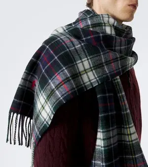 Polo Ralph Lauren Checked Fringed Wool Scarf