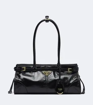 Prada Bonnie Medium Leather Shoulder Bag - Black