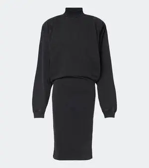 MUGLER Cotton Jersey Sweatshirt Dress - Grey