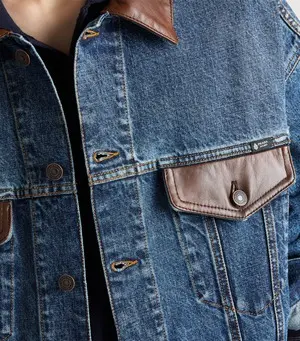 Prada Leather-collar Denim Jacket