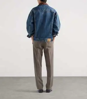 Prada Leather-collar Denim Jacket