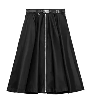 Prada Re-nylon Belted Zip-front Midi Skirt
