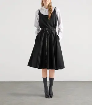 Prada Re-nylon Belted Zip-front Midi Skirt