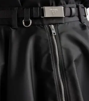 Prada Re-nylon Belted Zip-front Midi Skirt