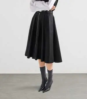 Prada Re-nylon Belted Zip-front Midi Skirt