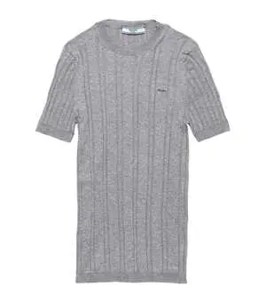 Prada Cotton Ribbed Short-sleeve T-shirt - Grey