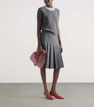Prada Wool Rush Pleated Midi Skirt