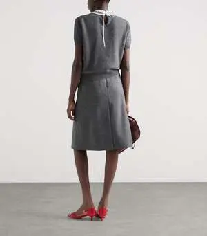 Prada Wool Rush Pleated Midi Skirt