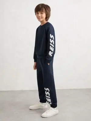 REISS 3-9 Yrs Cotton Logo-print Cuffed Joggers