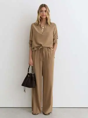 REISS Matte-silk Wide-leg Trousers