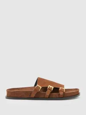 REISS Suede Buckle-strap Slip-on Sandals