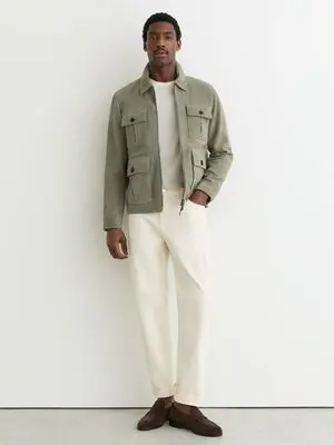 REISS Suede Zip-through Jacket With Four Pockets