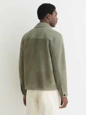 REISS Suede Zip-through Jacket With Four Pockets