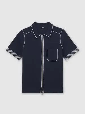 REISS Stitch-detail Zip-through Knit Shirt