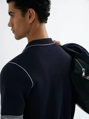 REISS Stitch-detail Zip-through Knit Shirt