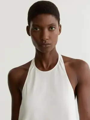 REISS Asymmetric Draped Halterneck Top