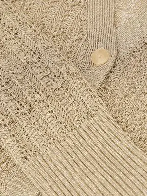 REISS Metallic Pointelle-knit Cardigan