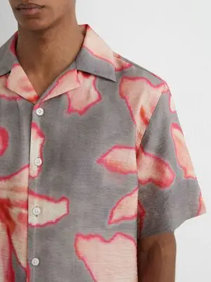 REISS Graphic Floral-print Short-sleeve Shirt