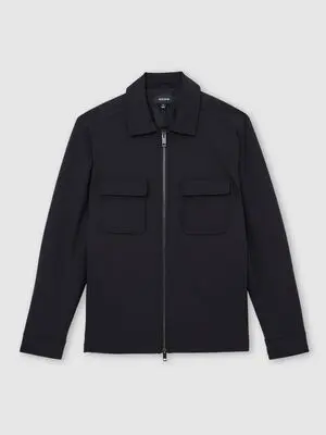 REISS Technical Quilted Zip-front Overshirt