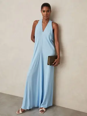 REISS Jersey Maxi Dress - Blue