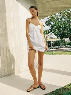REISS Car Lyocell-linen Beach Mini Dress - Cream