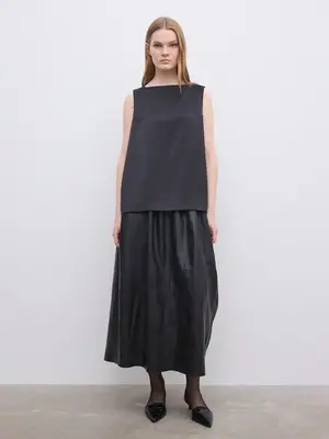 HOUSE OF DAGMAR Open Back Satin Top - Black