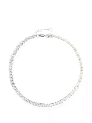 Bimba Y Lola Pearls And Crystals Heart Necklace - Silver