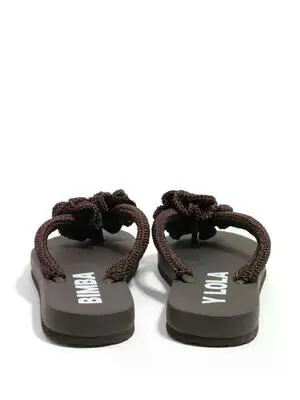 Bimba Y Lola Chocolate Crochet-flower Flip-flops