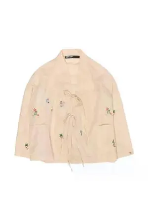 Bimba Y Lola Sand Mini Embroidered Kimono Jacket - Neutrals
