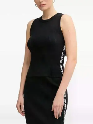 Dkny Side-logo Ribbed Top - Black