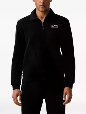 EA7 Logo-patch Quarter-zip Sweatshirt - Black