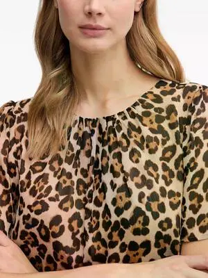 Dkny Leopard Print Short Sleeve Blouse